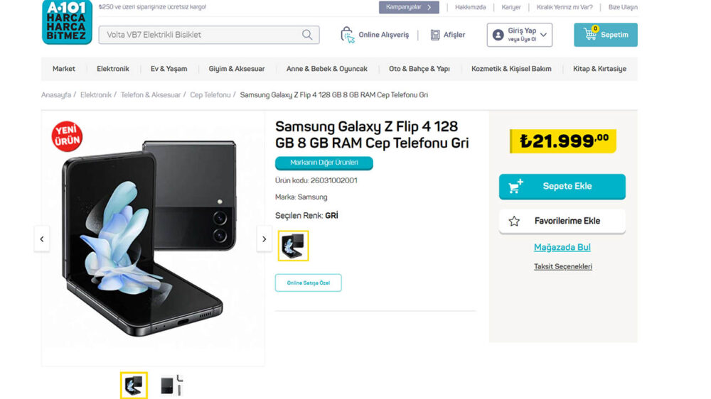 Samsung Galaxy Z Flip 4 için A101 kampanyası - LOG