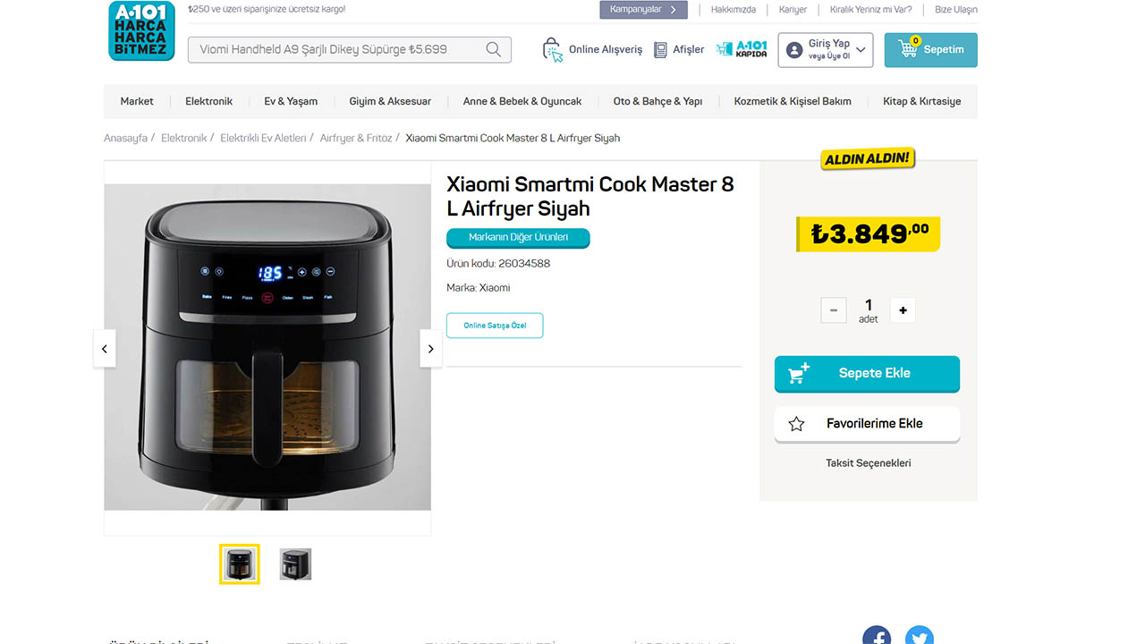 Xiaomi Smartmi Cook Master 8 L fritöz için yeni fiyat avantajı - LOG