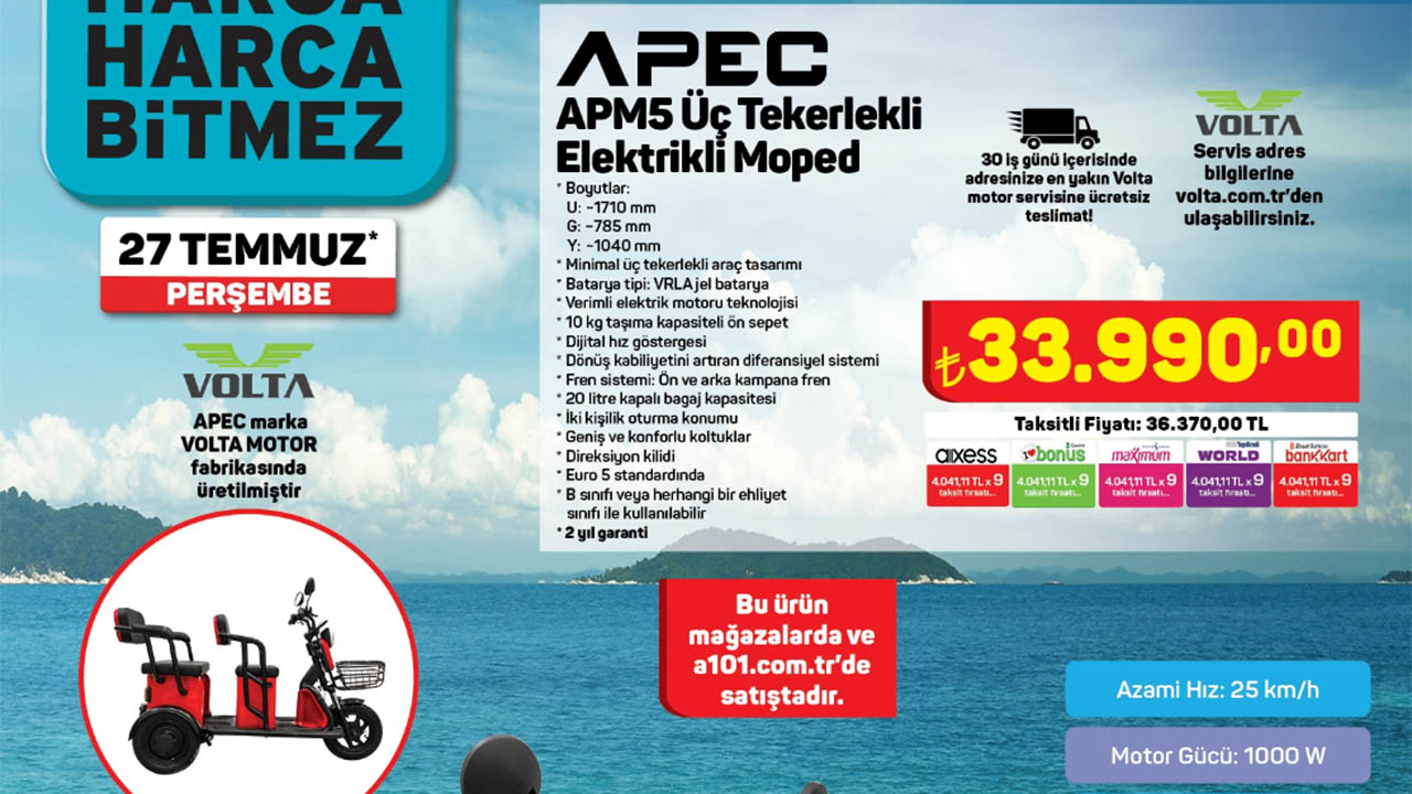 Volta APM5 üç tekerlekli moped yeniden A101'e geliyor - LOG