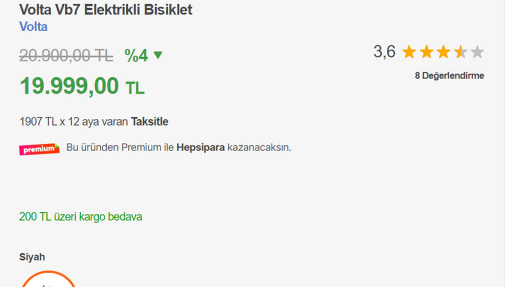 Volta VB7 elektrikli bisiklet için yeni avantajlı fiyat - LOG