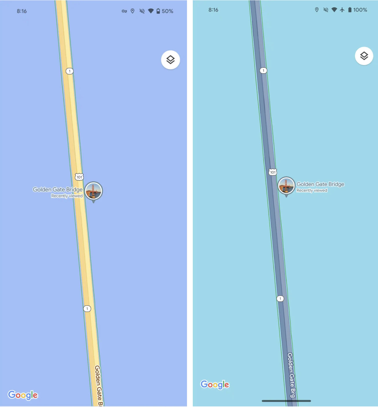 Google Maps uygulamalarında yeni bir renk düzenine geçiş yapıldı