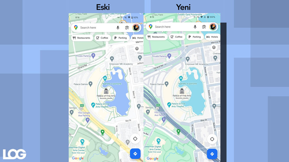 Google Maps uygulamalarında yeni bir renk düzenine geçiş yapıldı
