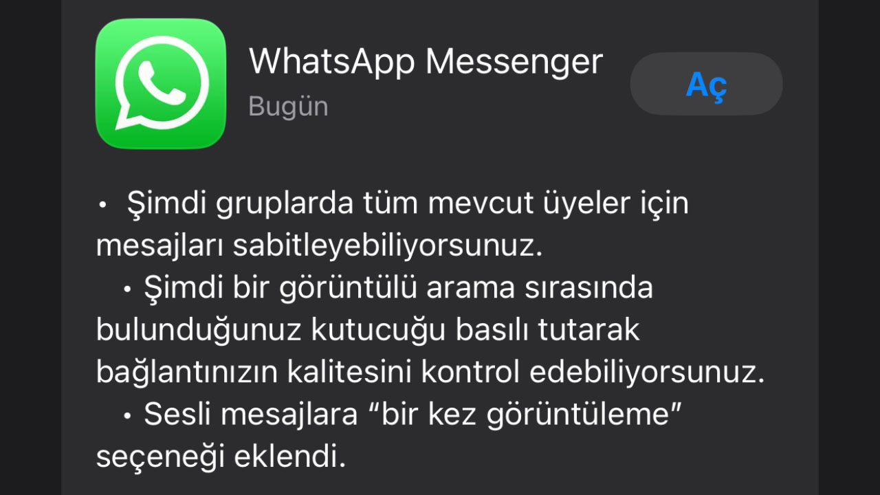 WhatsApp için yeni özellikler kullanıma sunuldu -LOG