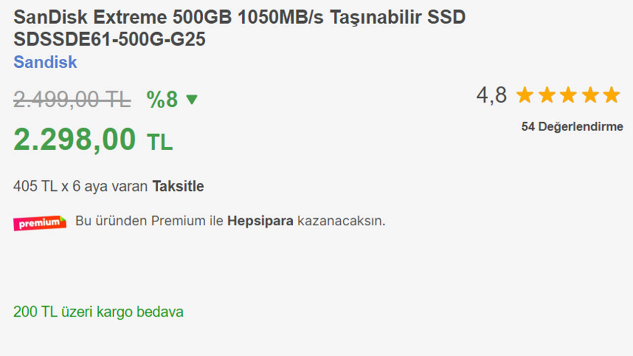 SanDisk Extreme SSD için yeni fiyat avantajı [Şubat 2024] - LOG