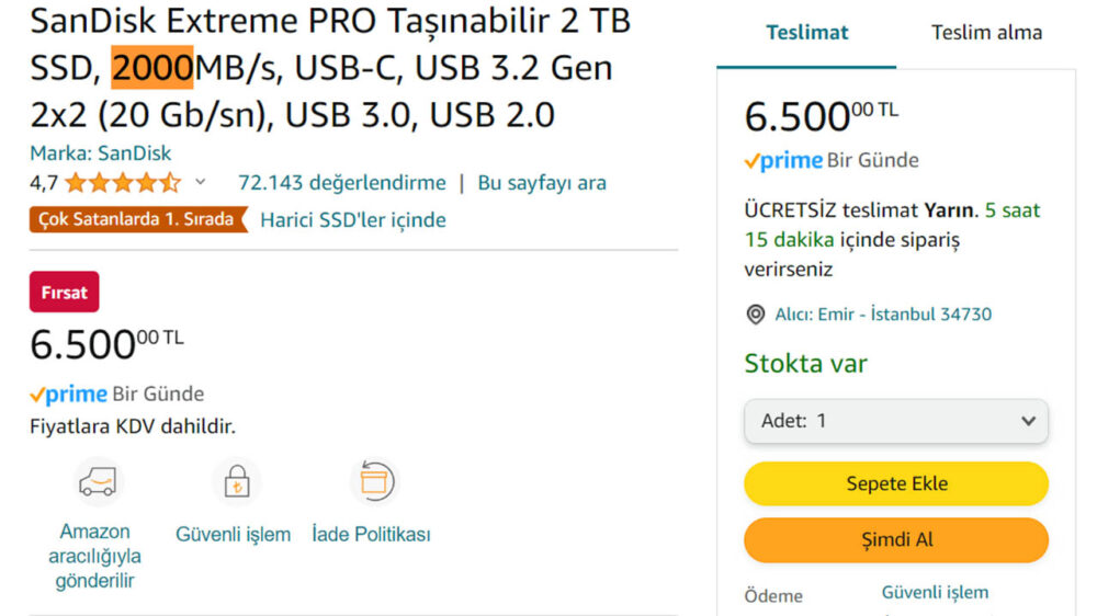 SanDisk Extreme Pro SSD için fiyat avantajı [Mayıs 2024] - LOG
