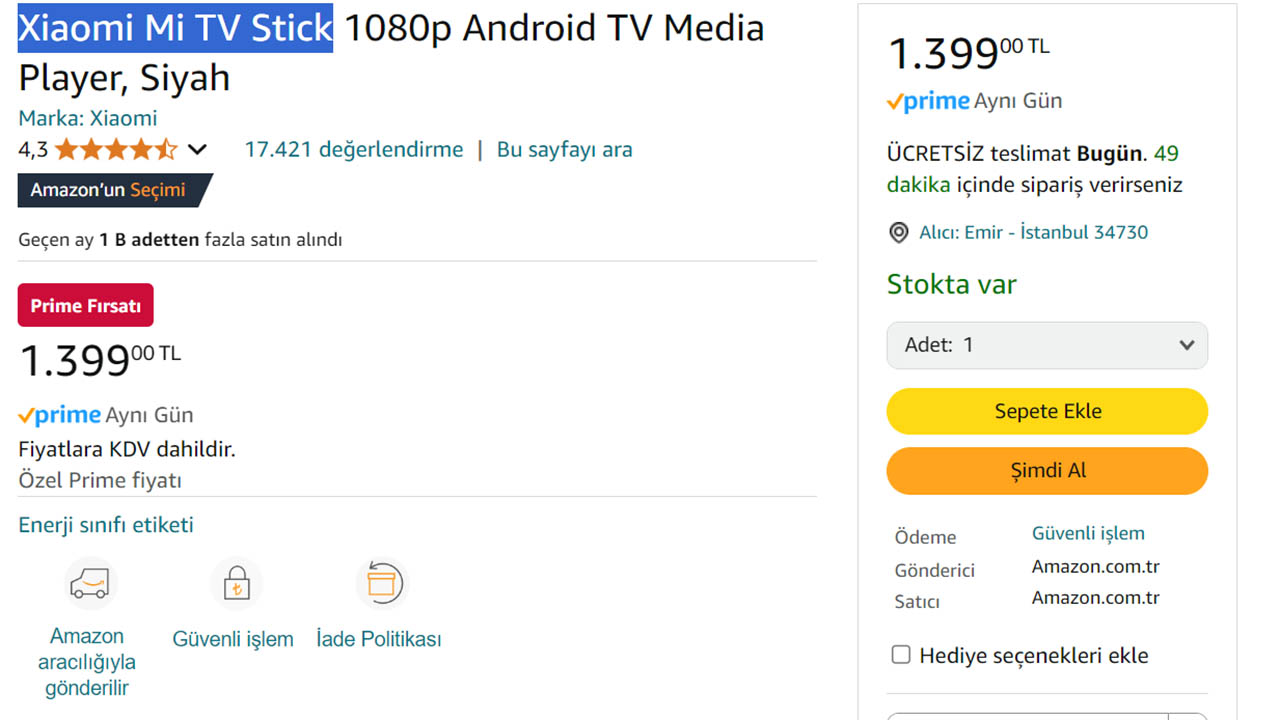 Xiaomi Mi TV Stick için yeni avantajlı fiyat [24 Eylül 2024] - LOG
