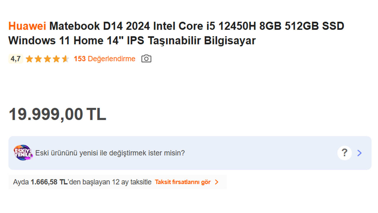 Huawei MateBook D14 2024 için yeni indirim fırsatı - LOG