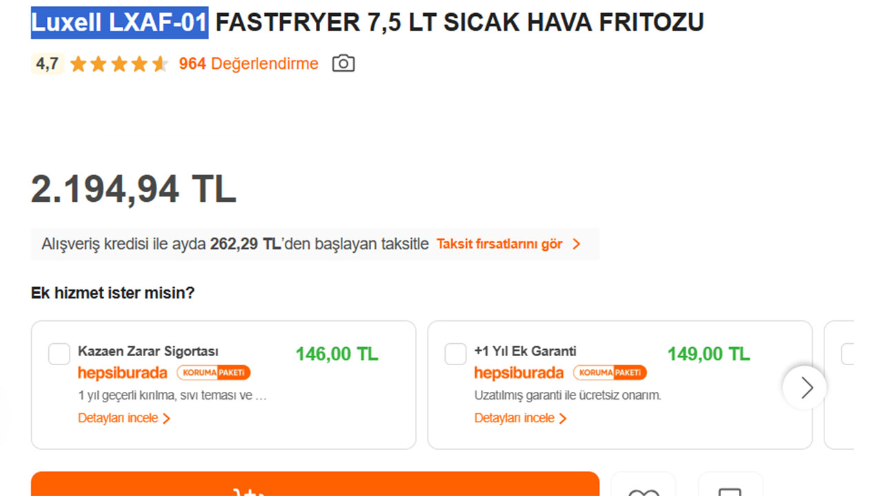 Luxell LXAF-01 airfryer için yeni indirim fırsatı [Ocak 2025] - LOG