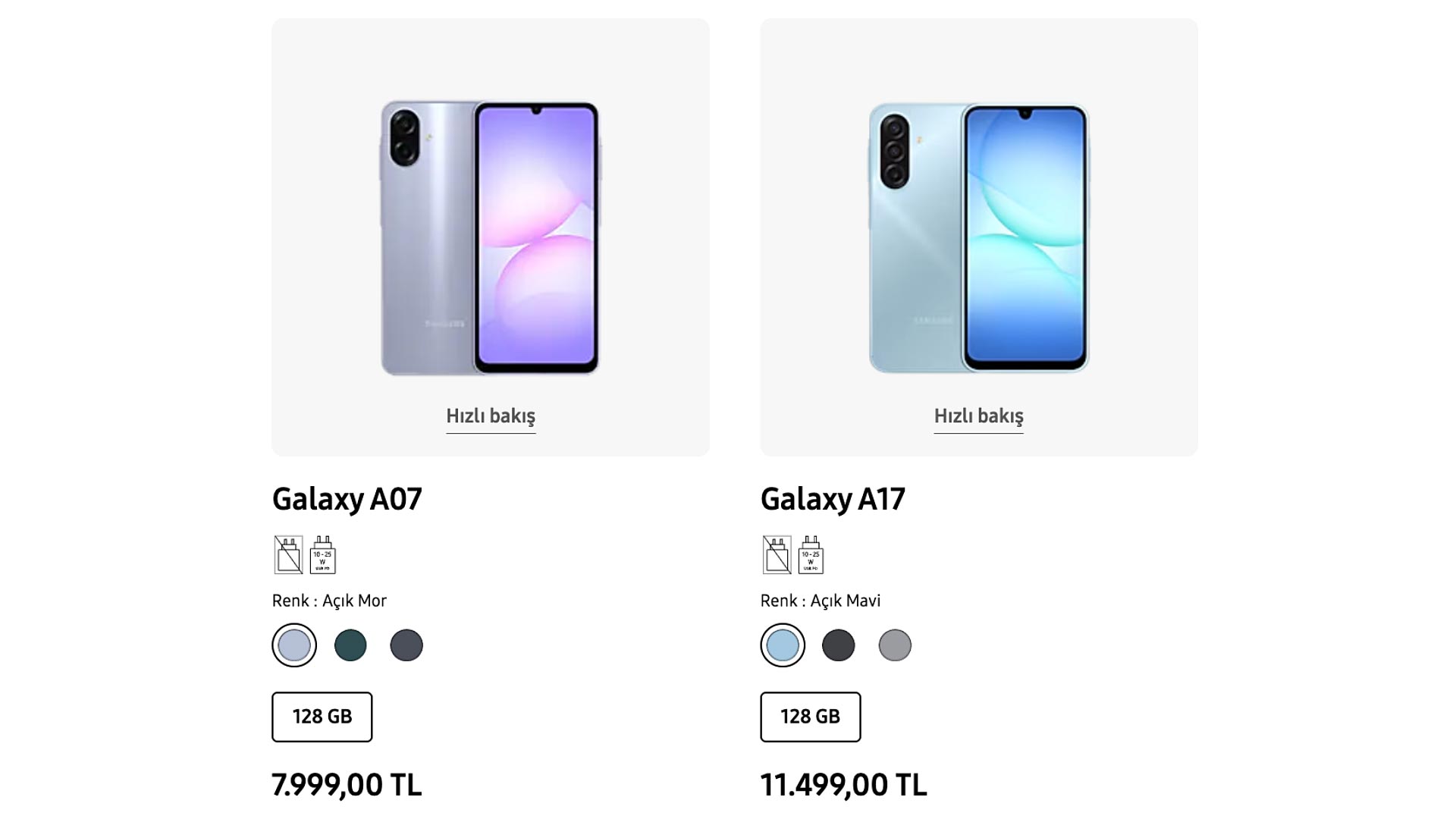 Samsung Galaxy A07 ve Galaxy A17, resmi olarak Türkiye'de satışa sunuldu