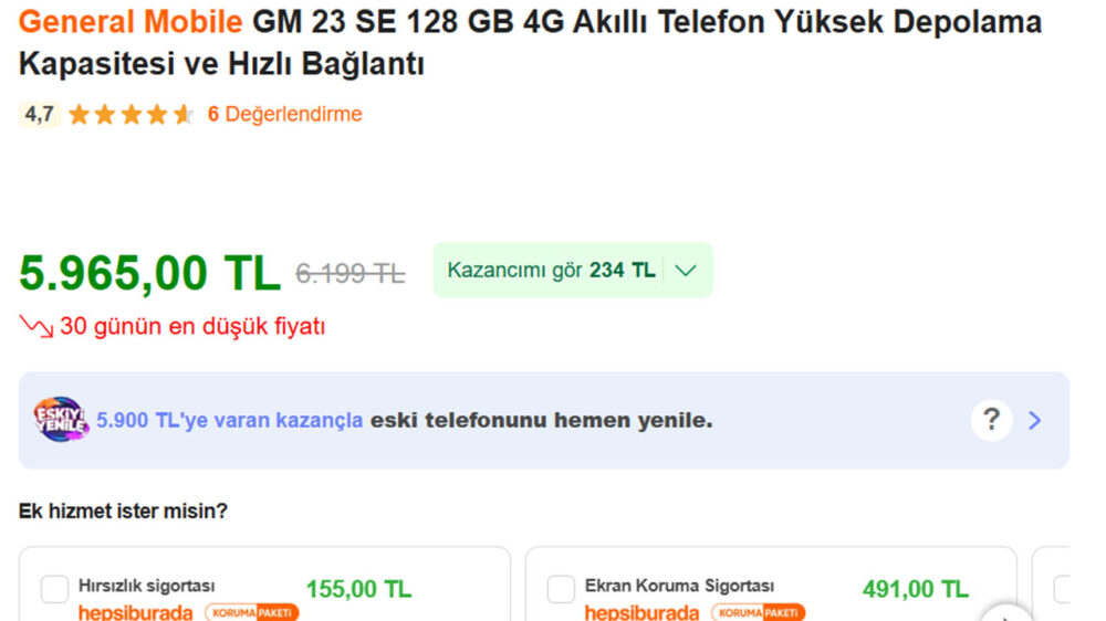General Mobile GM 23 SE için yeni fiyat avantajı [Ekim 2025] - LOG