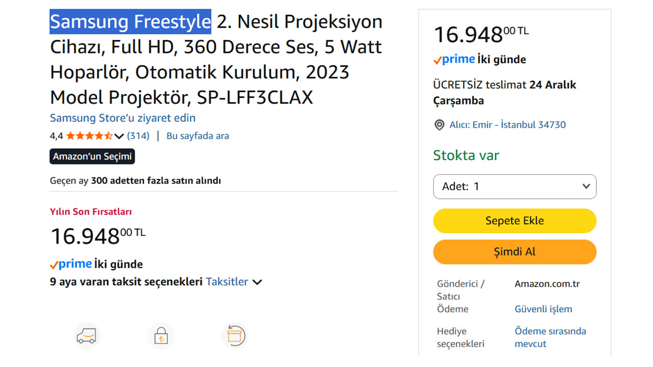 Samsung The Freestyle 2 için yeni fiyat avantajı - LOG